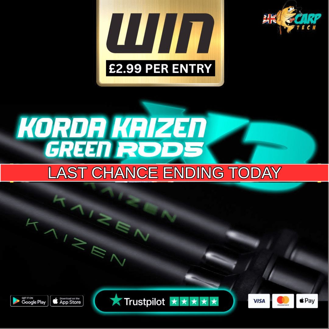 LOW ODDS 3 X KORDA KAIZEN GREEN RODS (10FT) (AUTO DRAW) ENDING TODAY ...