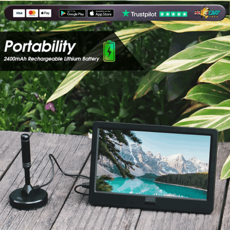 9 Inch Rechargeable Portable Handheld Freeview TV - UK Carp Tech