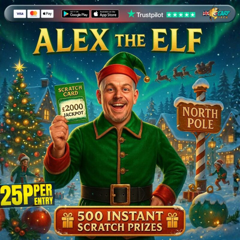 Alex The Elf Christmas Scratch Card 500 Prizes Win Upto £2000 Instantly ...