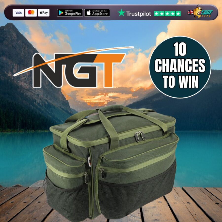 10 CHANCES TO WIN A NGT Large Green Carryall - 4 Compartment - UK Carp Tech