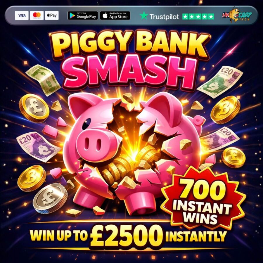 PIGGY BANK SMASH WIN UPTO £2,500 (WITH END DRAW) - UK Carp Tech